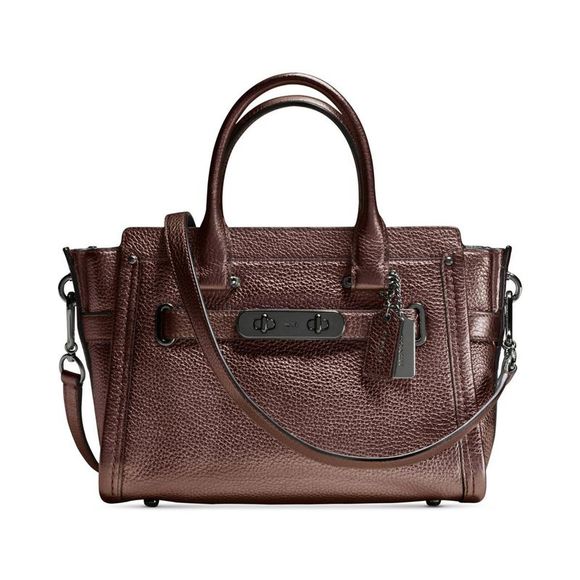 Coach | Bags | Coach Womens Bronze Leather Pebbled Satchel Handbag ...